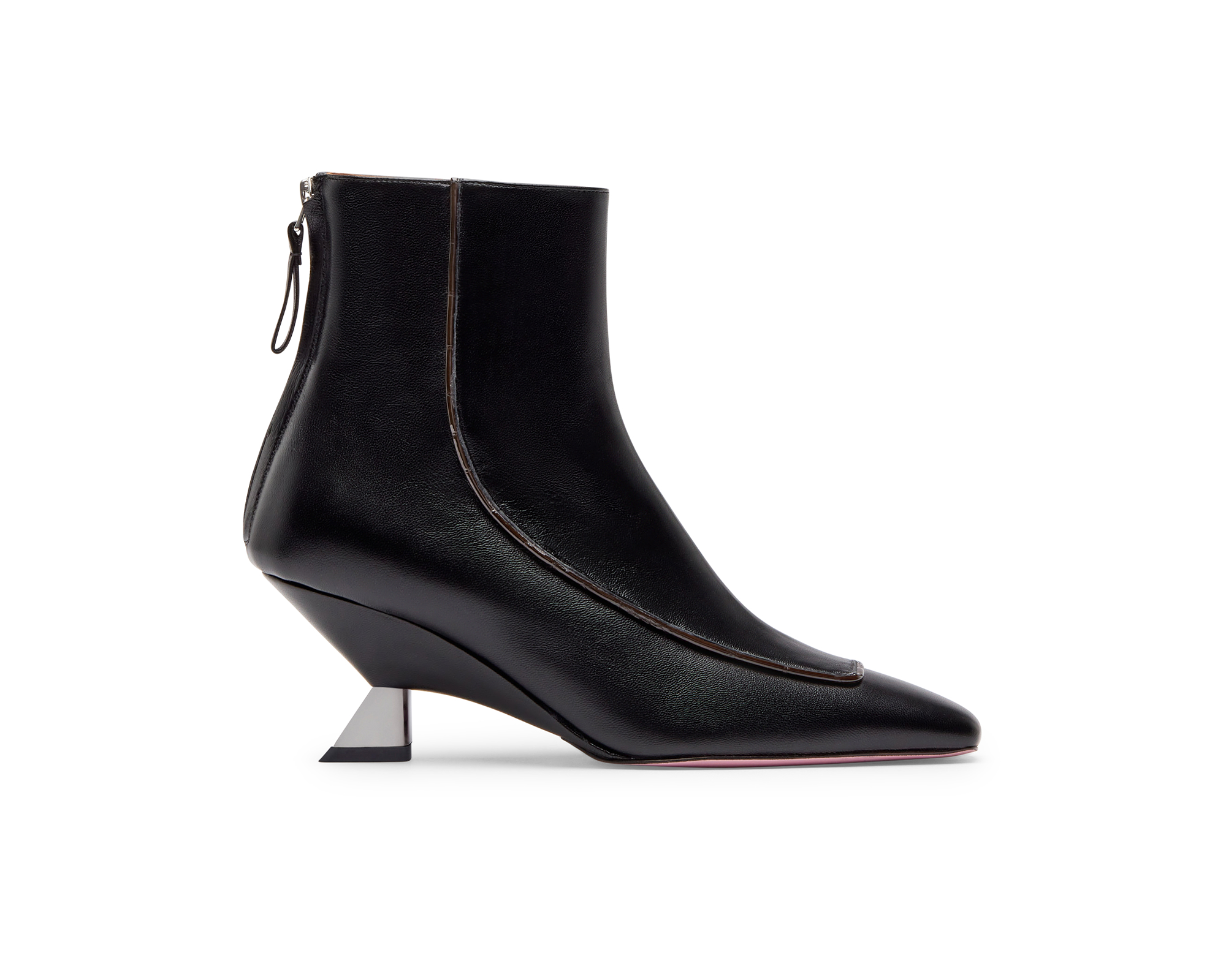 Luna Ankle Boot Black Piping | Luxury Shoes Benedetta Boroli