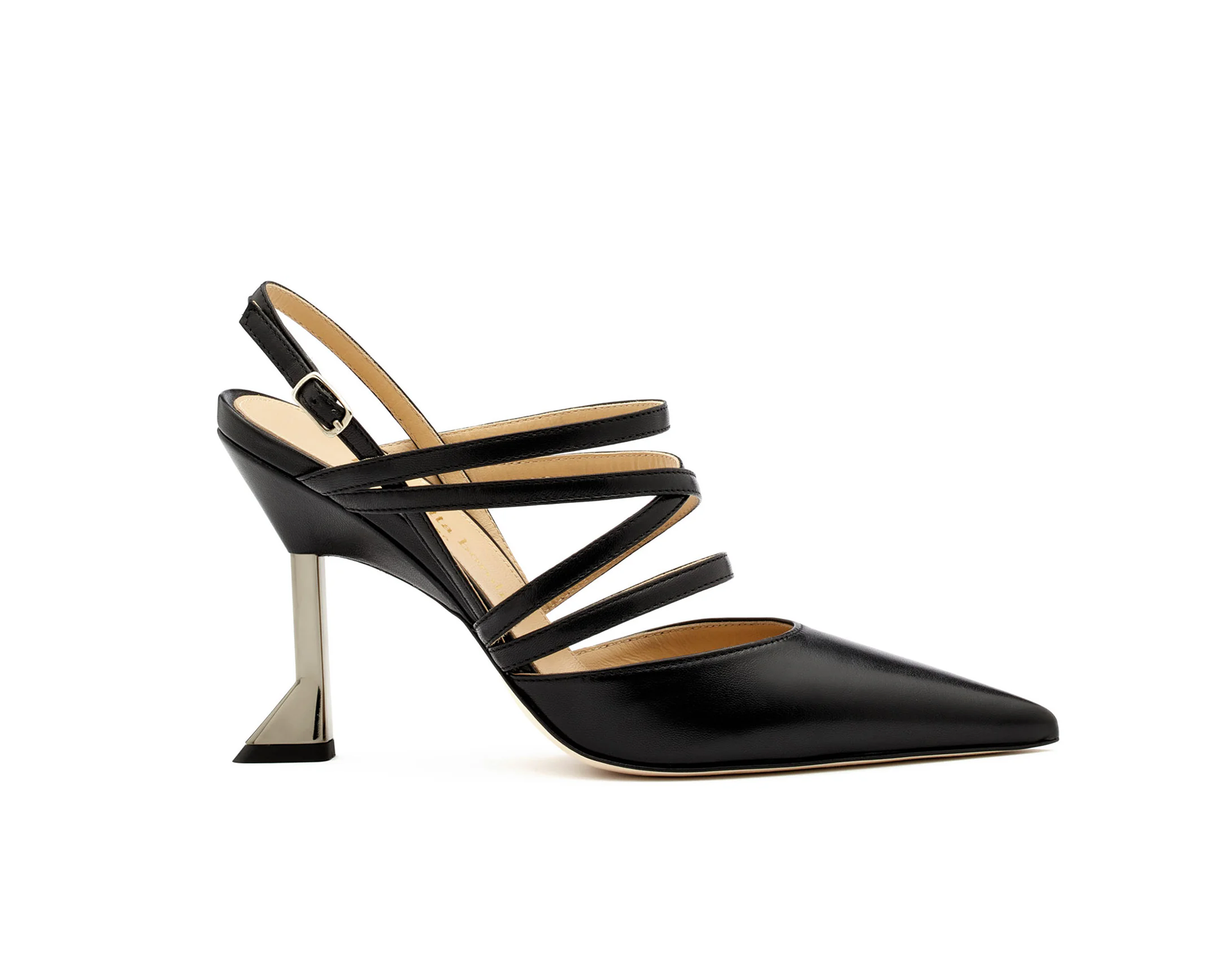 Slingback Molly Nero con tacco zeppa | Scarpe Lusso Donna Benedetta Boroli