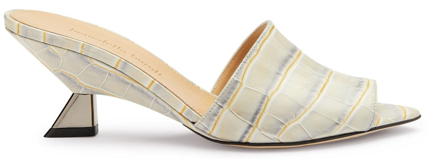 Coco Iris Wedge Sandals, chromed heel | Luxury shoes Benedetta Boroli