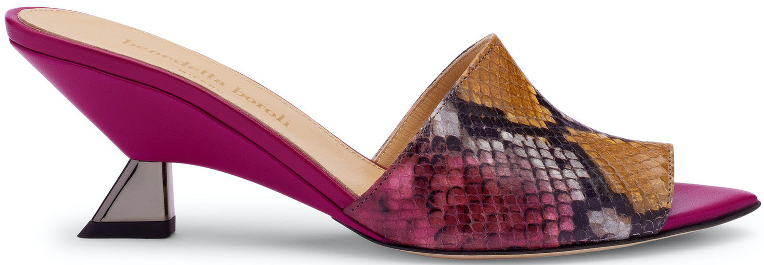 Coco Snake Sandals, chromed heel | Luxury shoes Benedetta Boroli